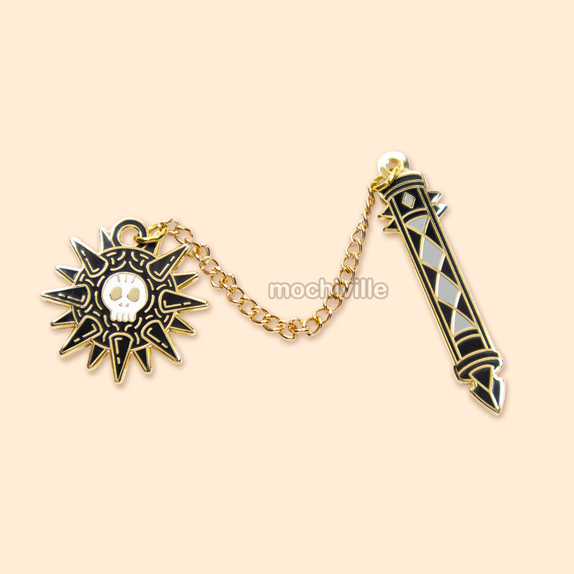 Barbarian Flail Chain Mace | Enamel Pin – Mochiville