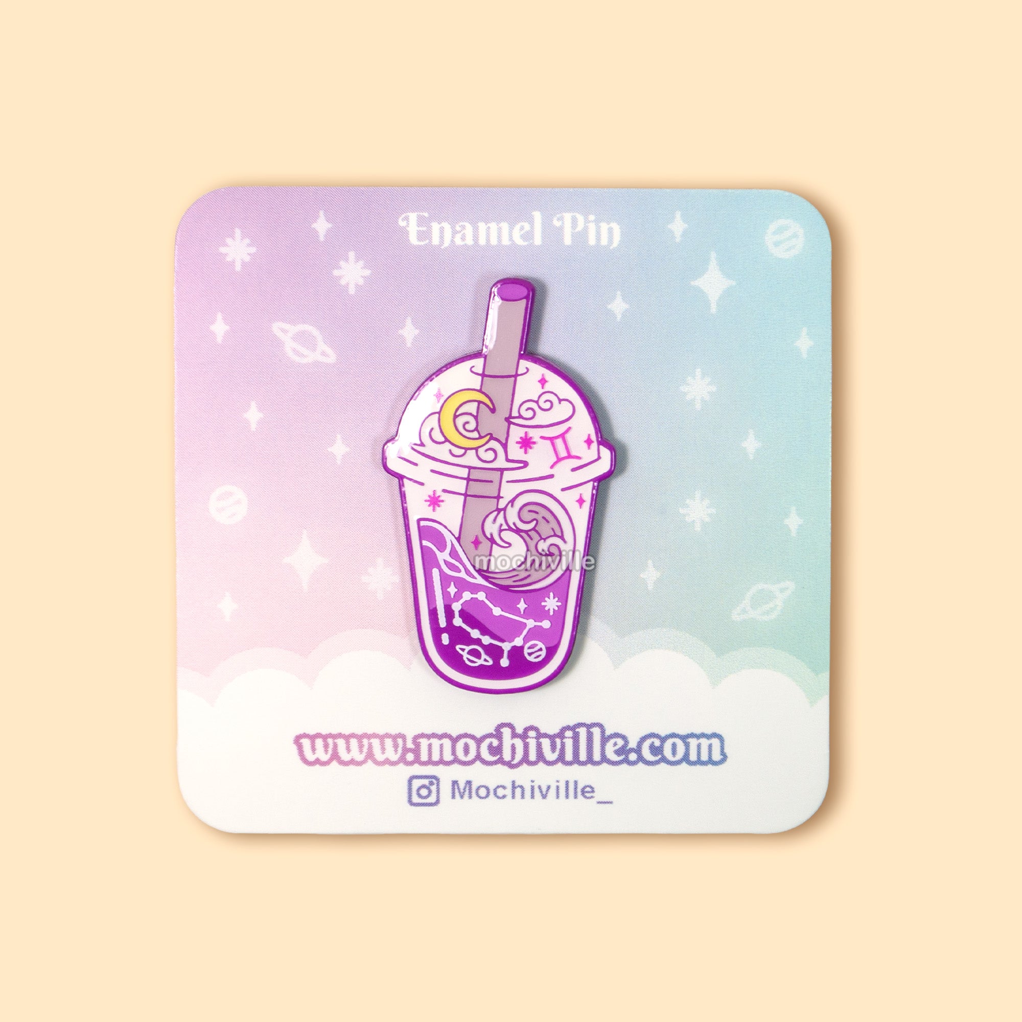 Gemini Horoscope Bubble Tea Enamel Pin | Soft Enamel with Epoxy ...
